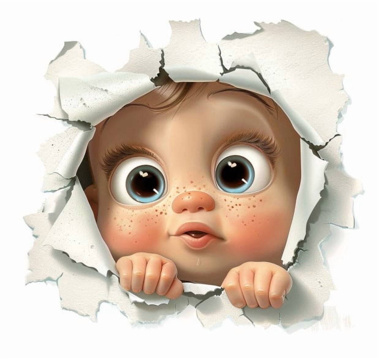 Cute Anime Baby Peeking Car Sticker – Adorable Kawaii-Style Vinyl Decal ...