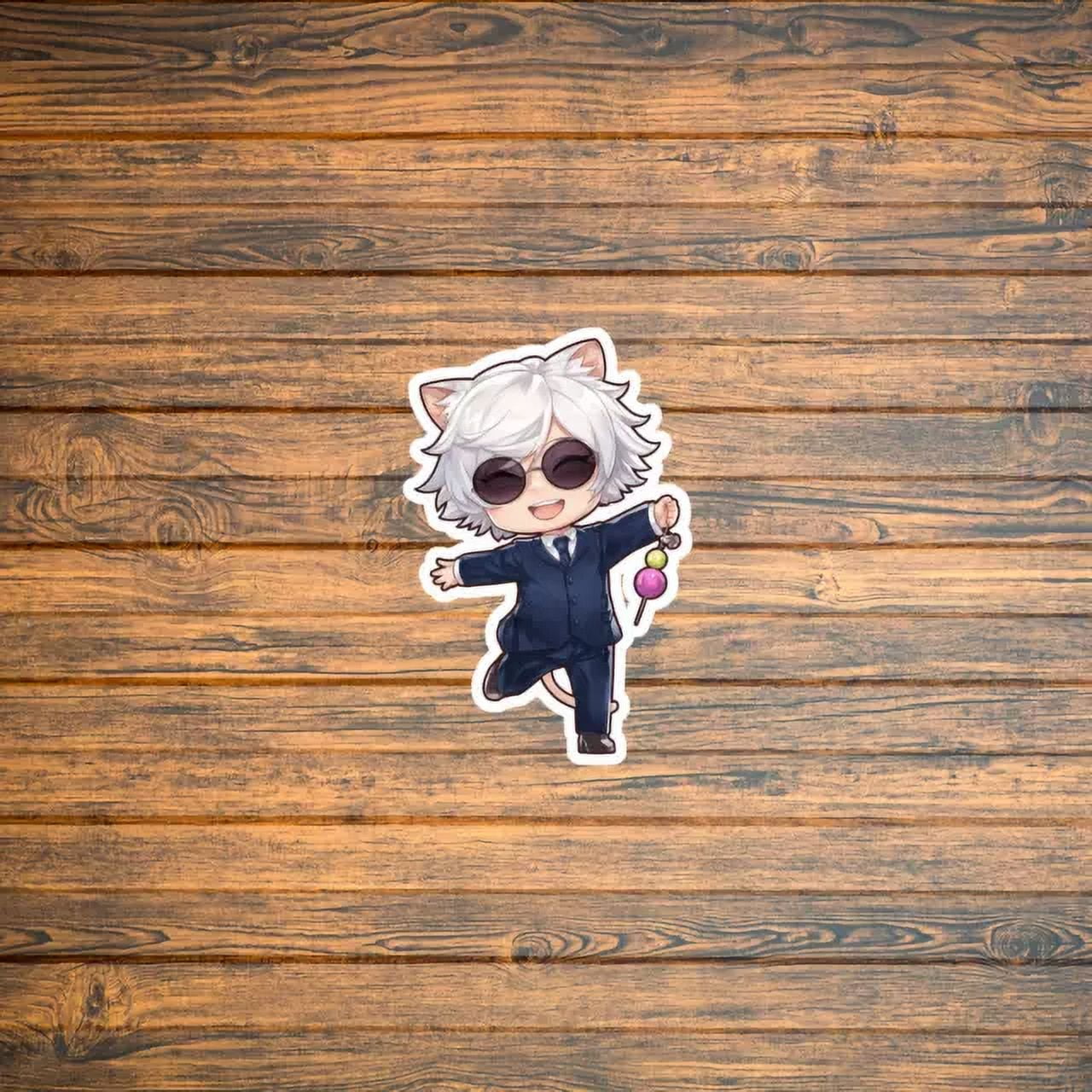 Cute Anime Boy In Suit Sticker - Kawaii White Hair Shota With Lollipop ...