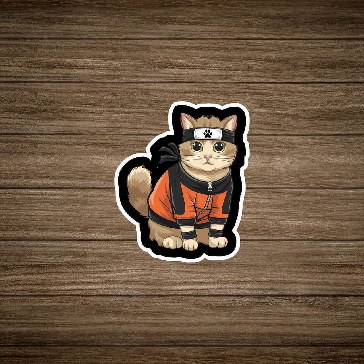 Cute Anime Cat Ninja Sticker - Adorable Kawaii Kitten Naruto Fan Art ...