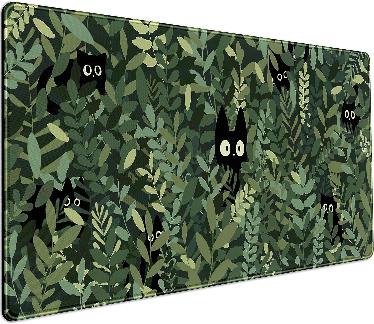 Cute Anime Cats Desk Mat Green Leaves Kawaii Mousepad XXL Extended ...
