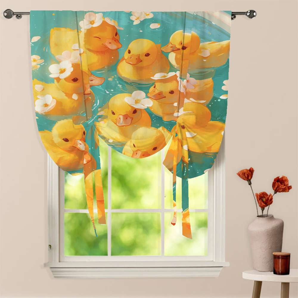 Cute Anime Duck With Flower Window Curtain for Living Room Roman ...
