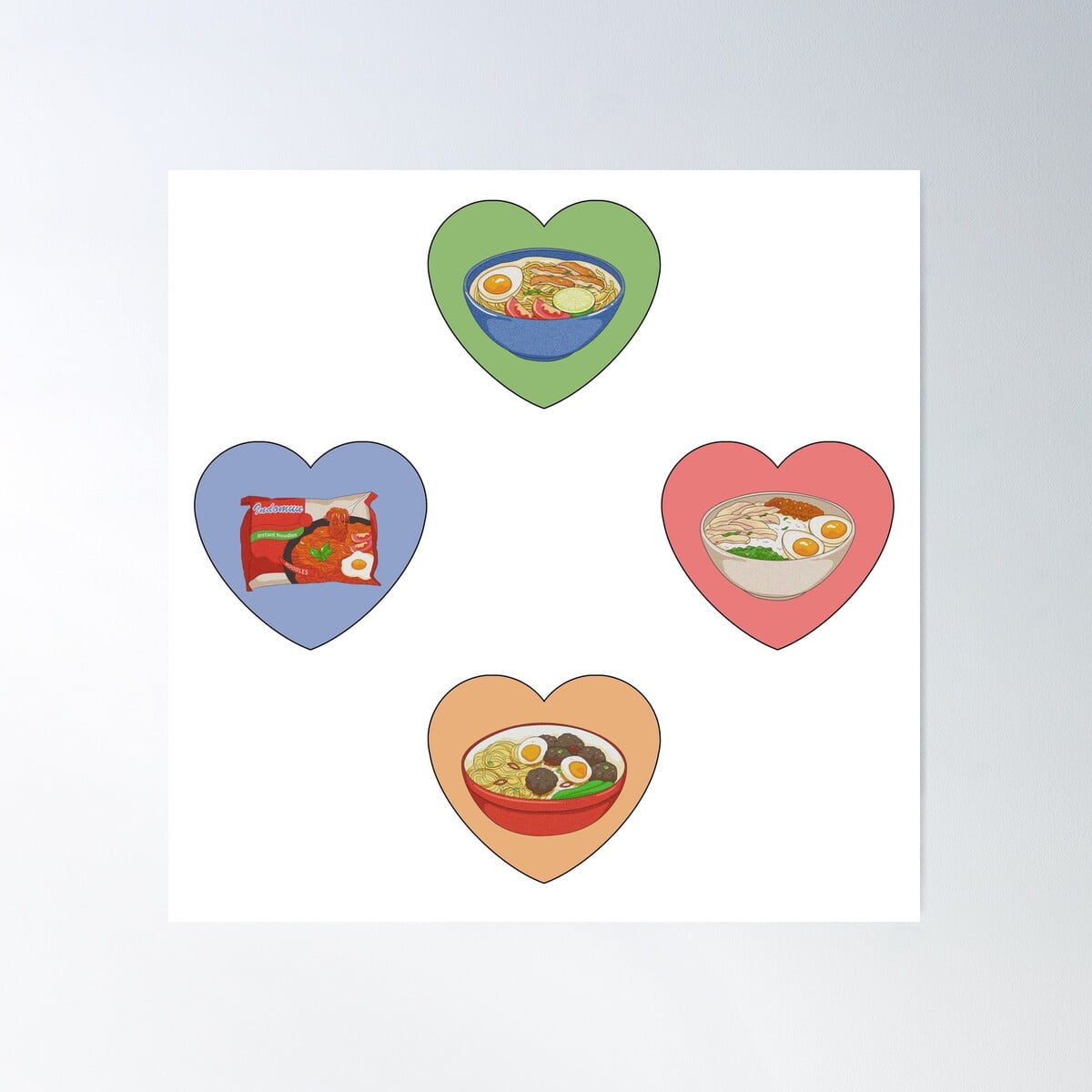 Cute Anime Food Sticker Pack Poster Wall Art, Modern Wall Decor For ...