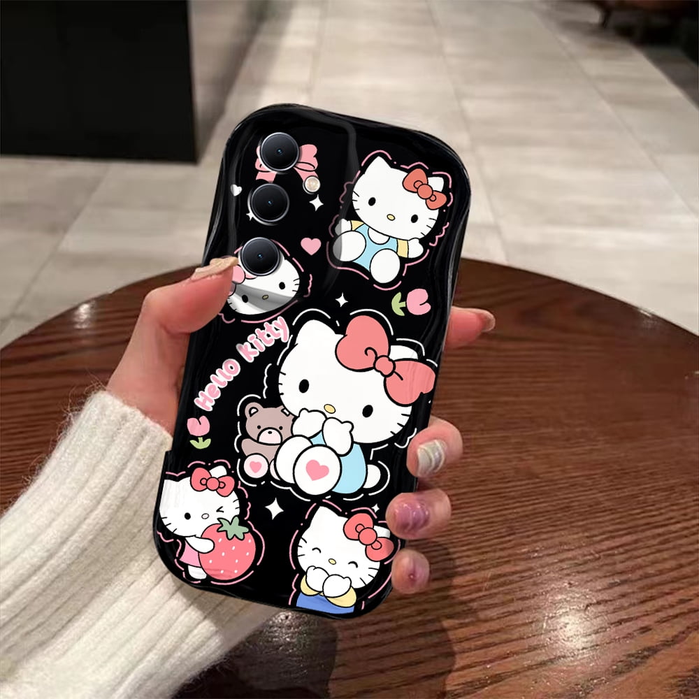 Cute Anime Hello Kitty Kuromi 3D Wave Phone Case For Samsung Galaxy S24 ...