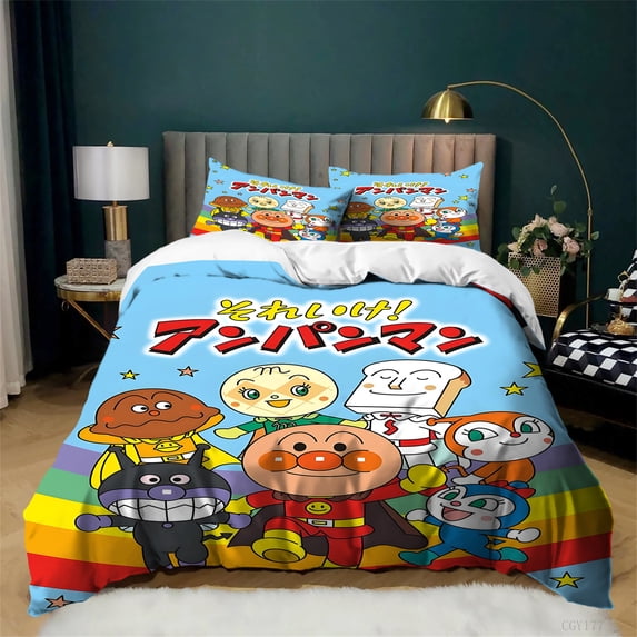 Cute Anpan_man Duvet Cover Set 3pcs Lightweight Home Bedding Set Twin ...