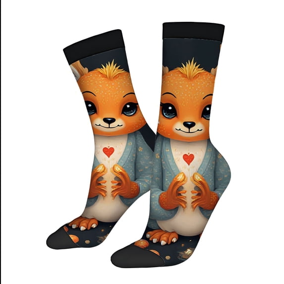 Cute Anthropomorphic Animal Socks - 2 Pairs Blue with Heart Whimsical ...