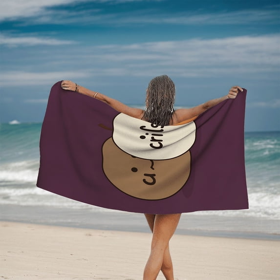 Cute Anthropomorphic Fruits Pattern Beach Towel - Brown & White Small ...