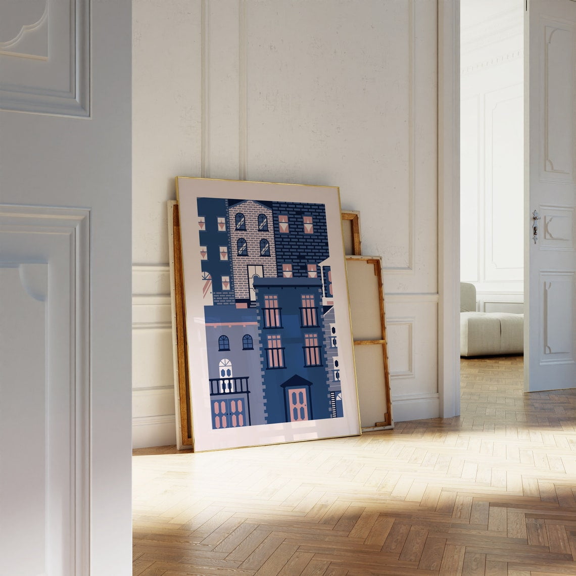 Cute Apartment Blue Buildings Fun Living Room Trendy Preppy Girly Dorm ...