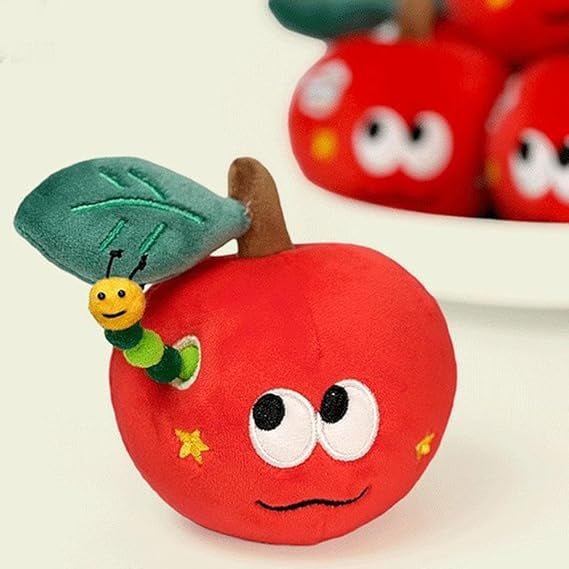 Cute Apple Bug Plush Keychain - Pull-out Surprise Hidden Ring Holder ...