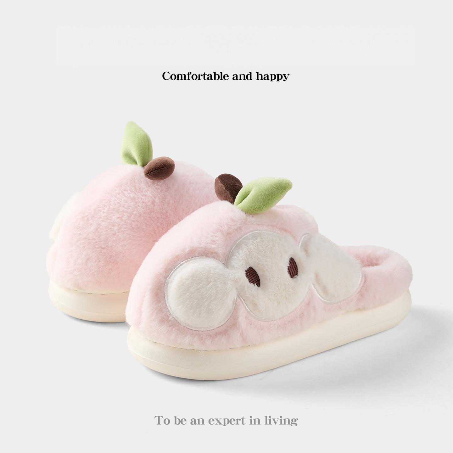 Cute Apple-Shaped Plush Slippers - Comfortable Plush House Slippers for ...