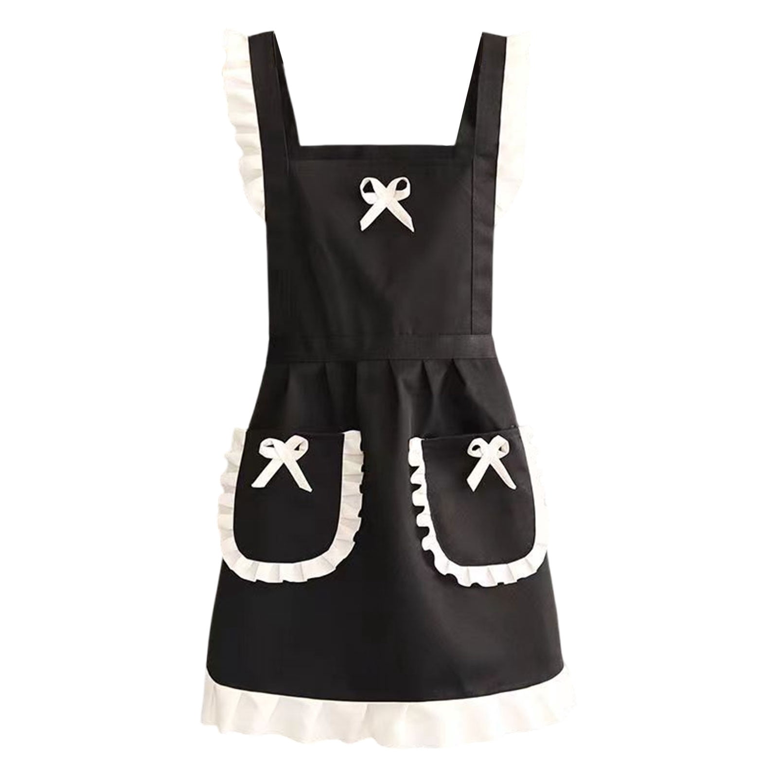 Cute Apron for Women with Pockets, Adjustable Ruffle Kitchen Bib Apron ...