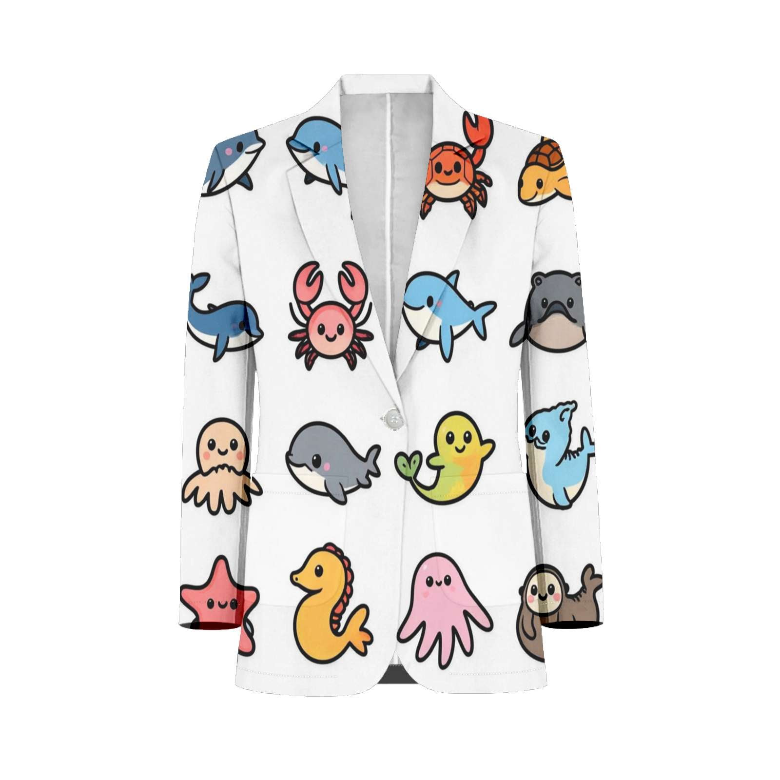 Cute Aquatic Animals Men Blazers Slim Clothing Summer Jacket Man ...