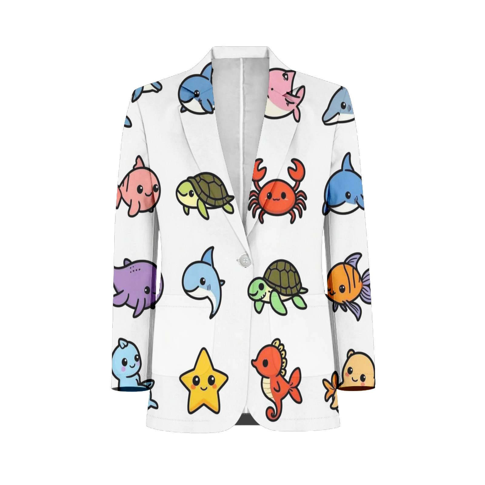 Cute Aquatic Animals Men's Suit Blazer Casual Party Wear Slim Fit Suit ...
