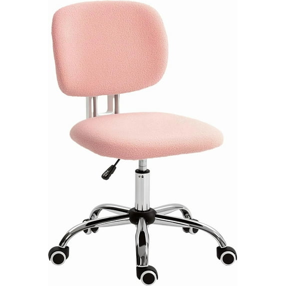 Cute Armless Office Chair, Teddy Fleece Fabric Computer Desk Chair ...