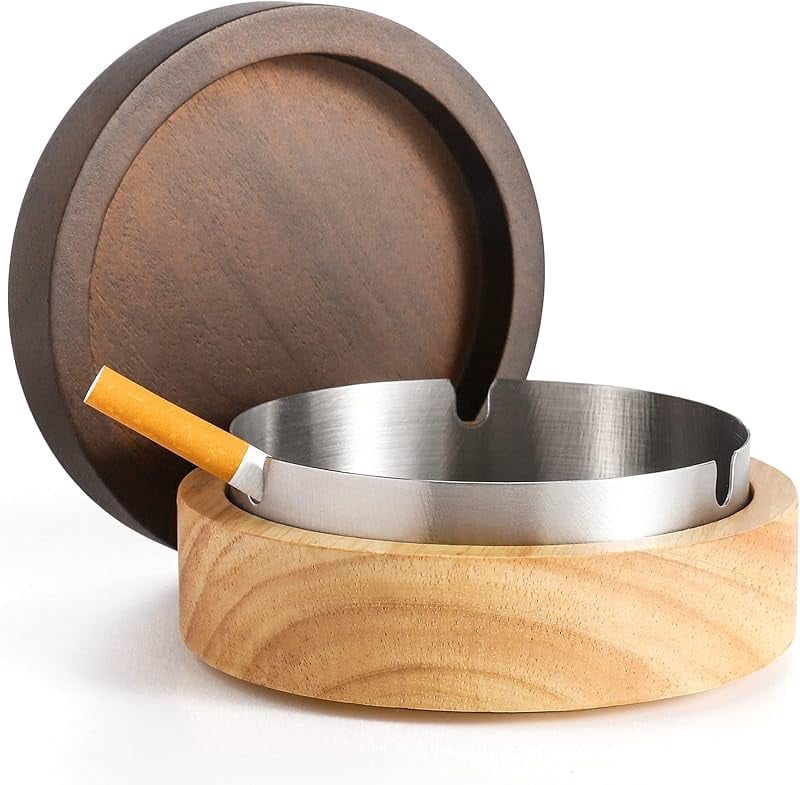 Cute Ashtrays for Cigarettes Ash Tray with Lid DDAJJAJ Wooden Ashtray ...