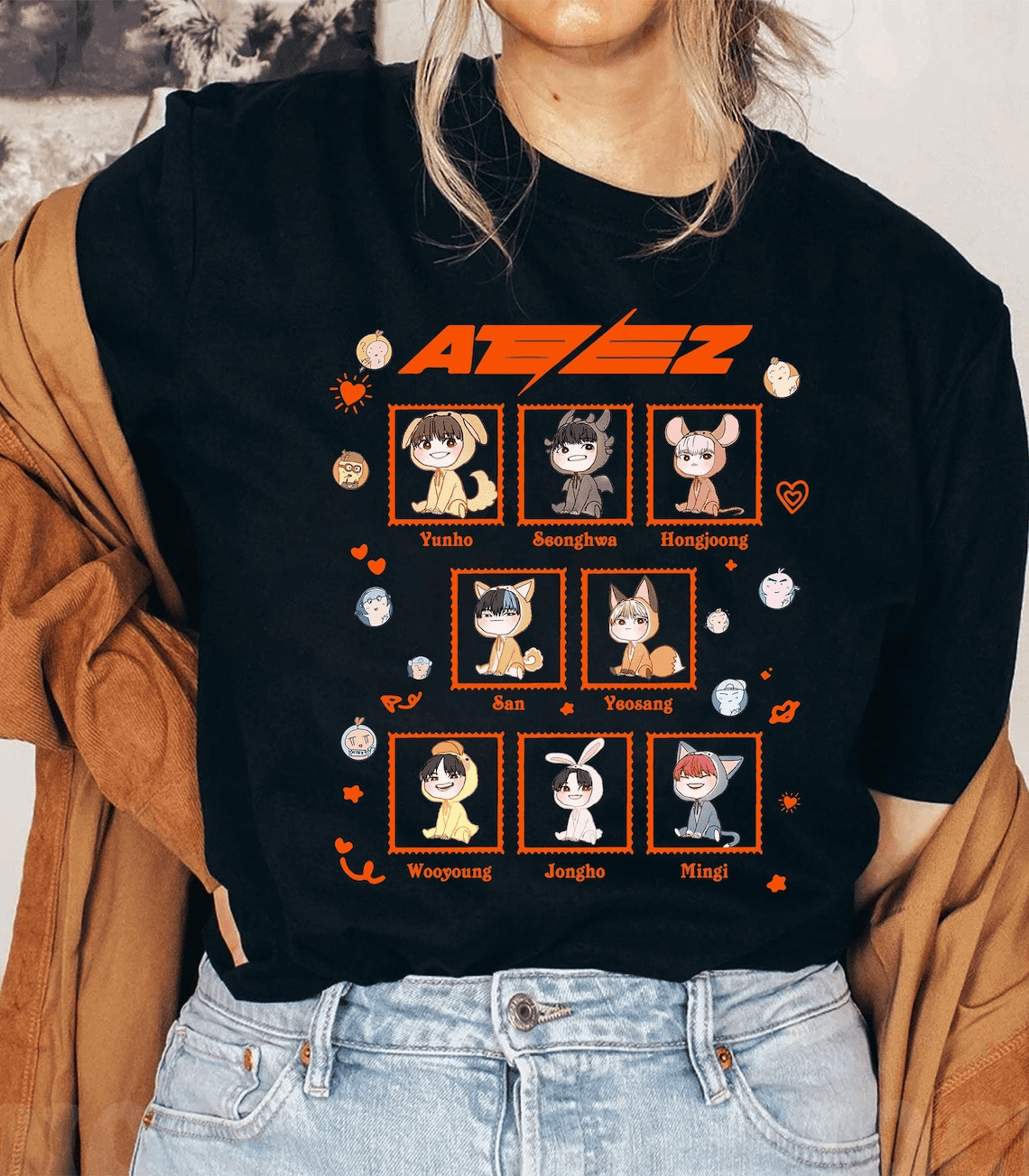 Cute Ateez Aniteez Chibi Merch, The World Ep.Fin Will Album Tee, Member ...
