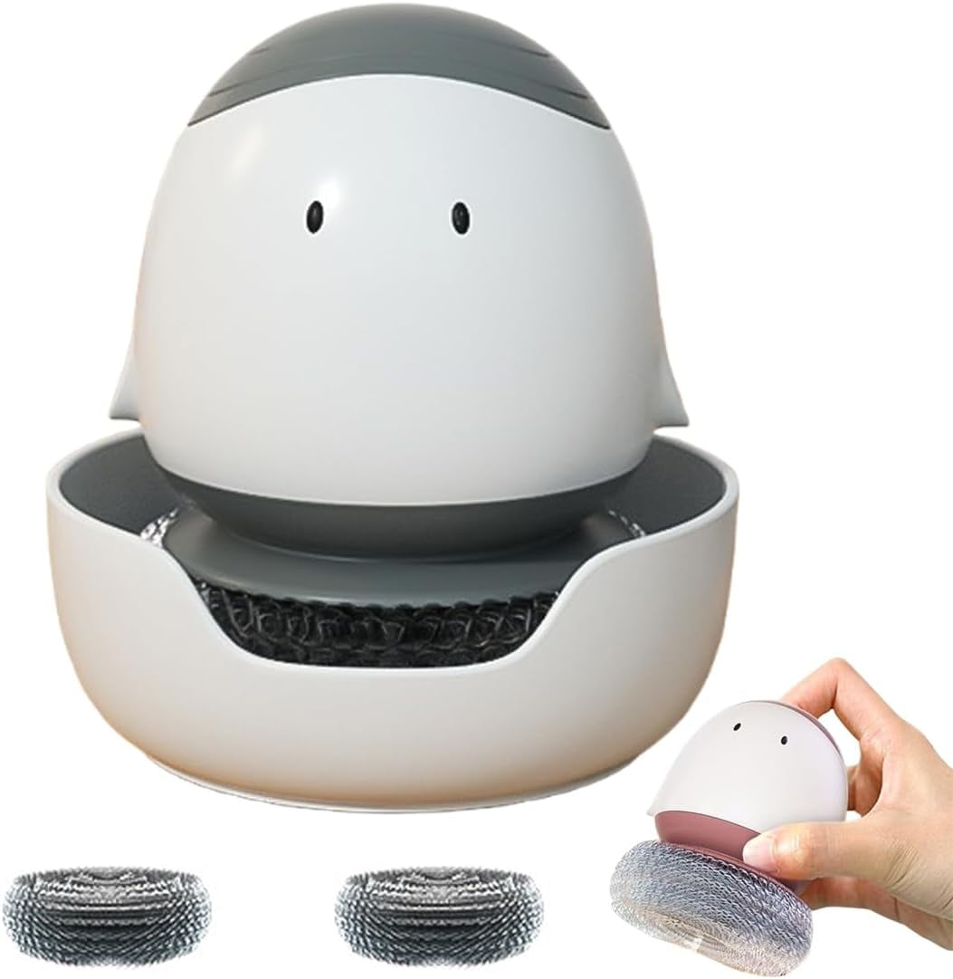 Cute Automatic Press Pot Brush, Dish Scrubber with Soap Dispenser ...