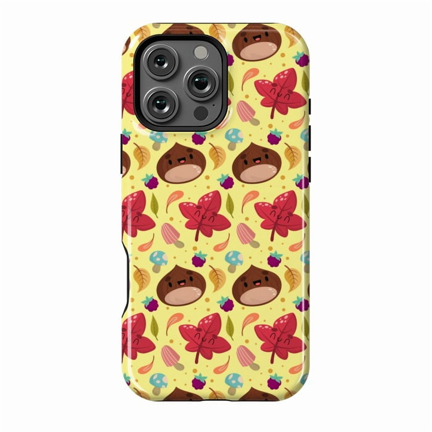 Cute Autumn Acorn Nut Pattern Art iPhone Case 17 16 15 14 13 12 11 Pro ...