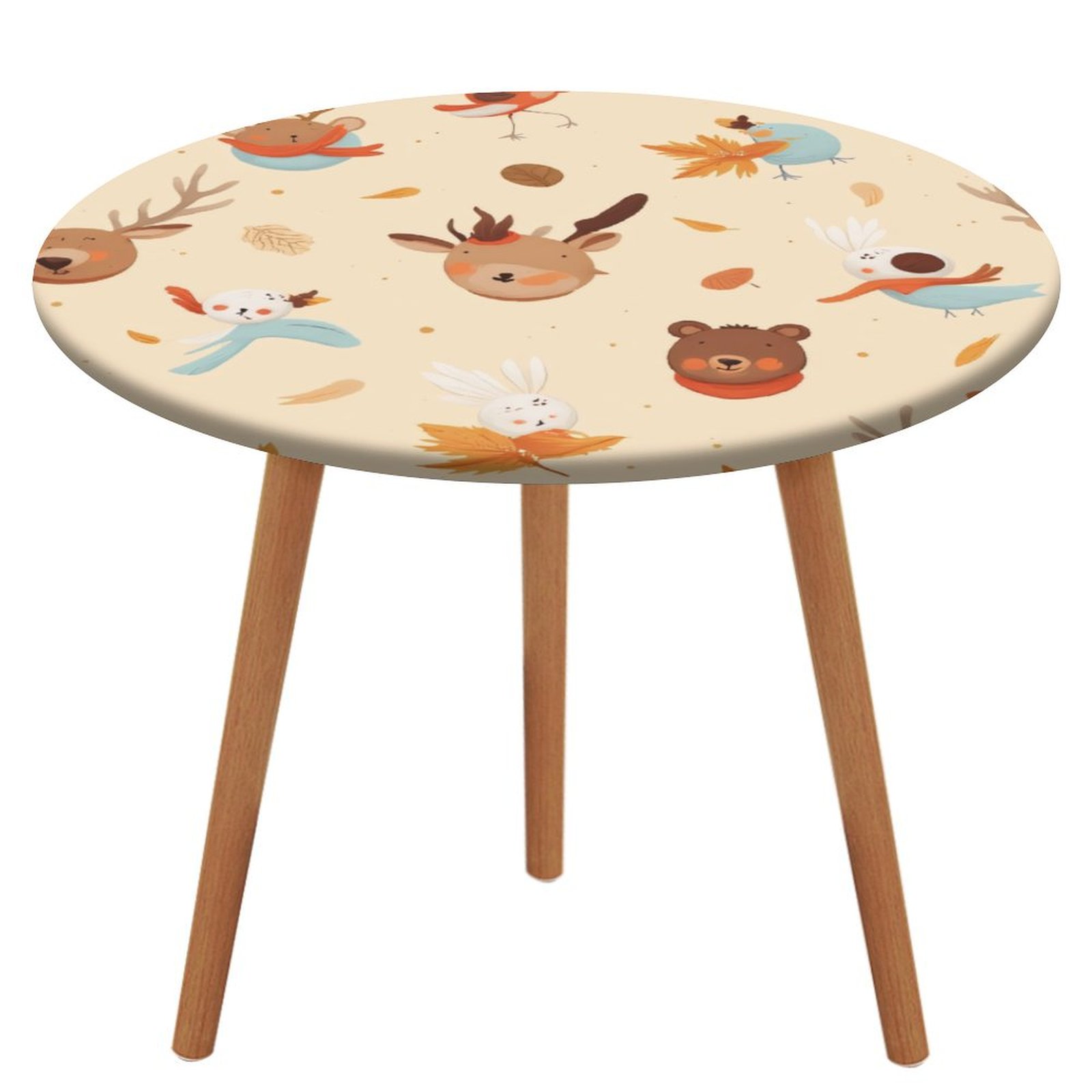 Cute Autumn Animals Pattern Pattern Round Tablecloth Waterproof Elastic ...