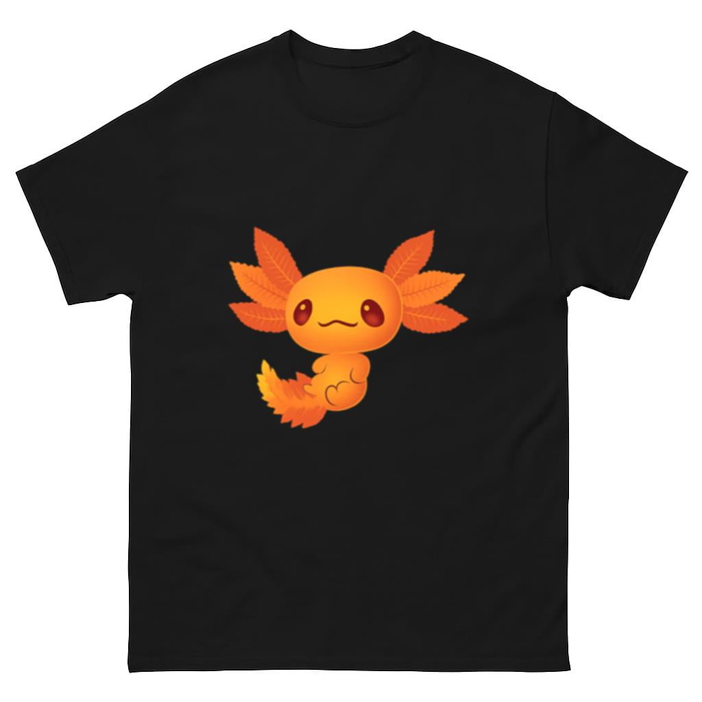 Cute Autumn Axolotl Cute Fall Seasonal Nature Creature Unisex T-Shirt ...