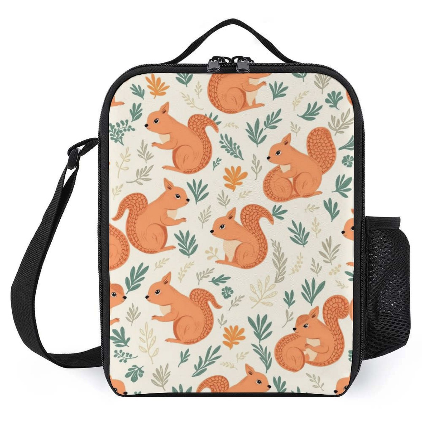 Cute Autumn Squirrels Lunch Bag Cooler Warm Insulated Lunch Box School ...