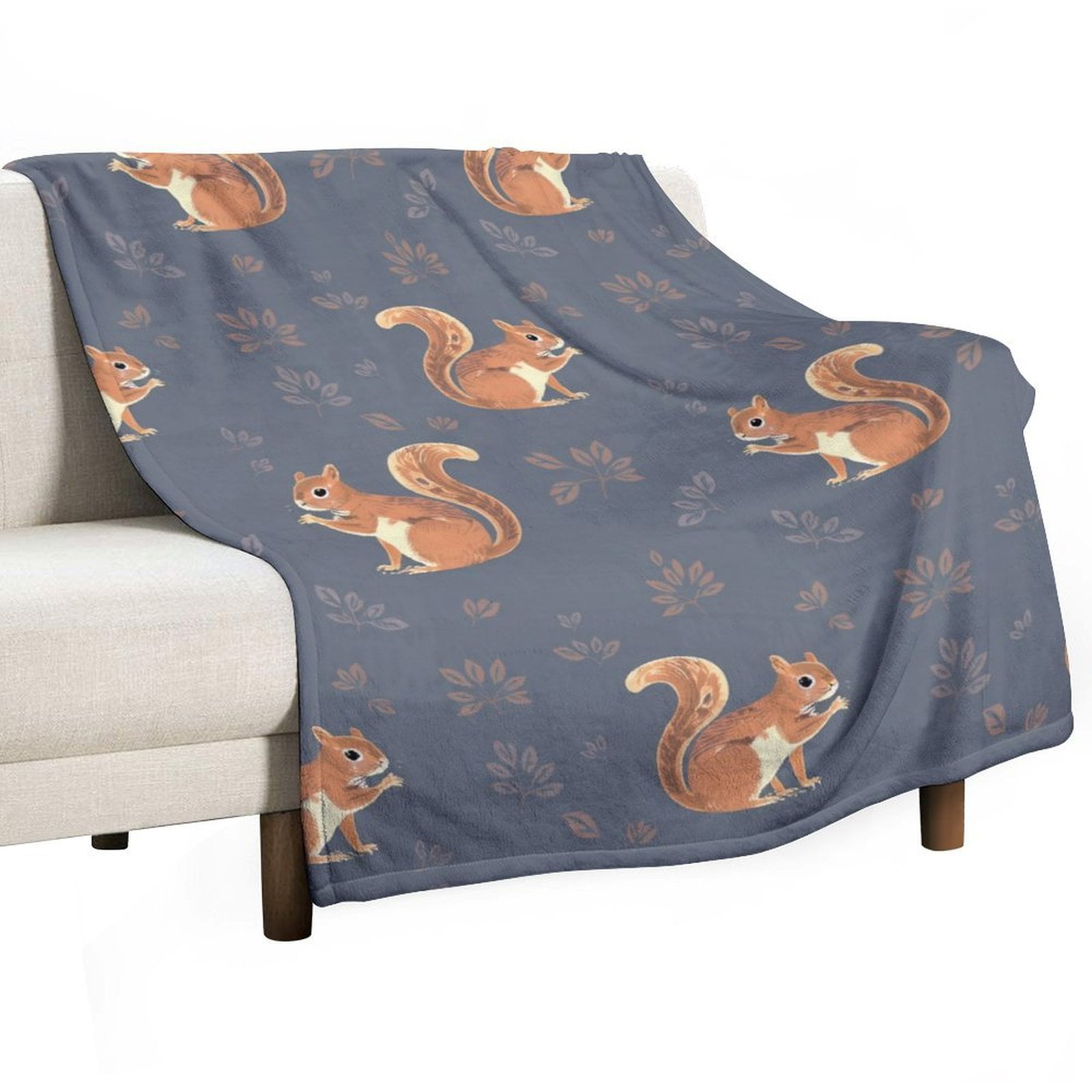Cute Autumn Squirrels Throw Blanket Warm Plush Blankets for Adults Teen ...