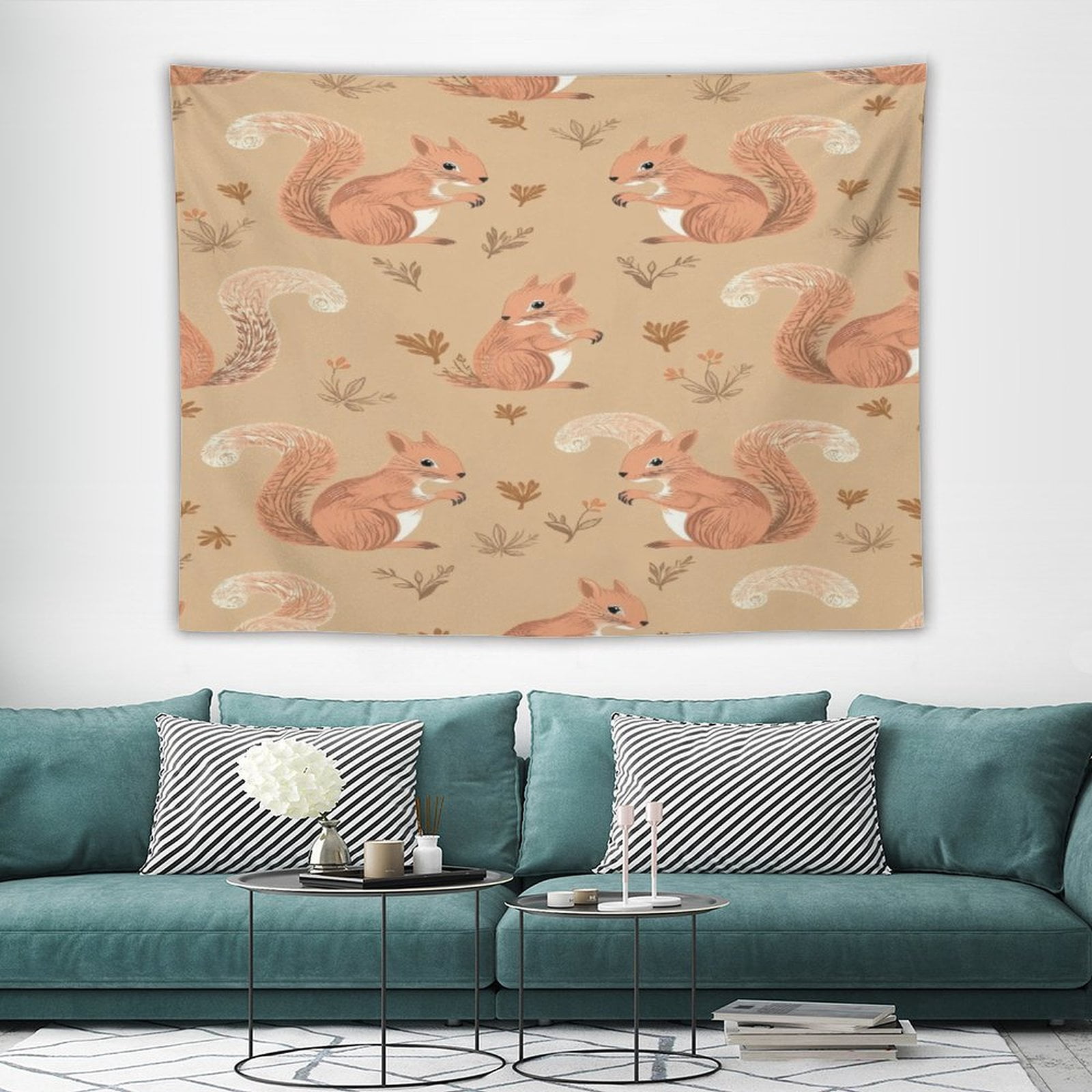 Cute Autumn Squirrels Wall Tapestry Poster Mall Hanging Background ...