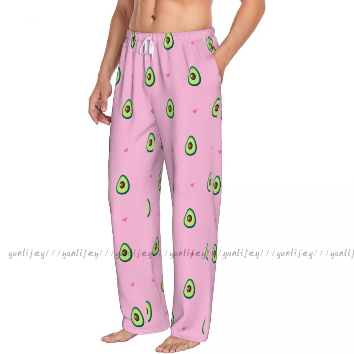 Cute Avocado And Hearts Mens Pajamas Pyjamas Pants Lounge Pants Sleep ...