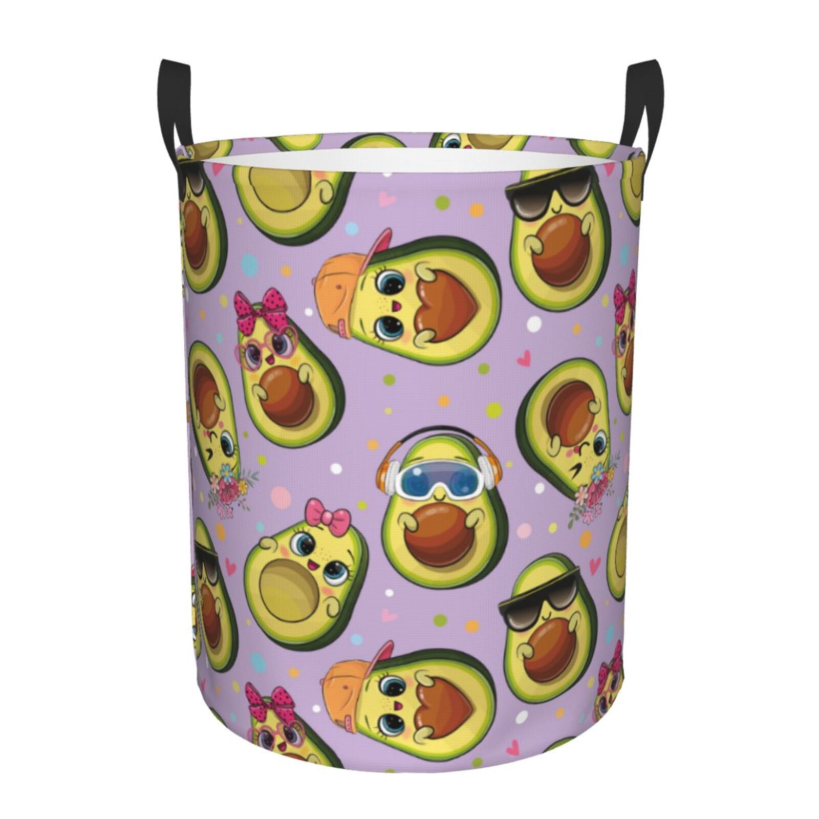 Cute Avocado Flower Purple Laundry Basket, Laundry Hamper Waterproof ...