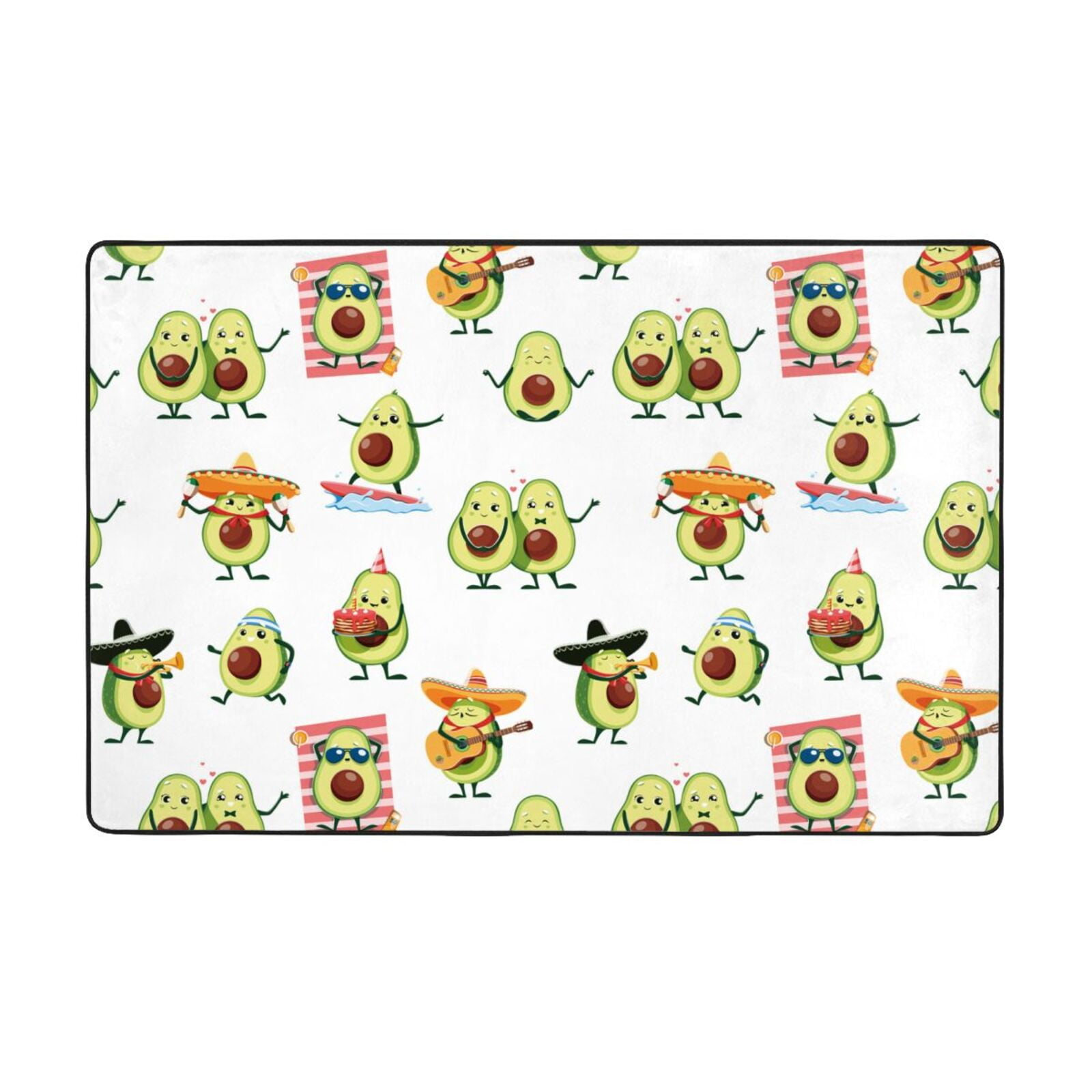 Cute Avocado Guitar Cake Shaggy Area Rug, Rugs for Living Room Bedroom ...