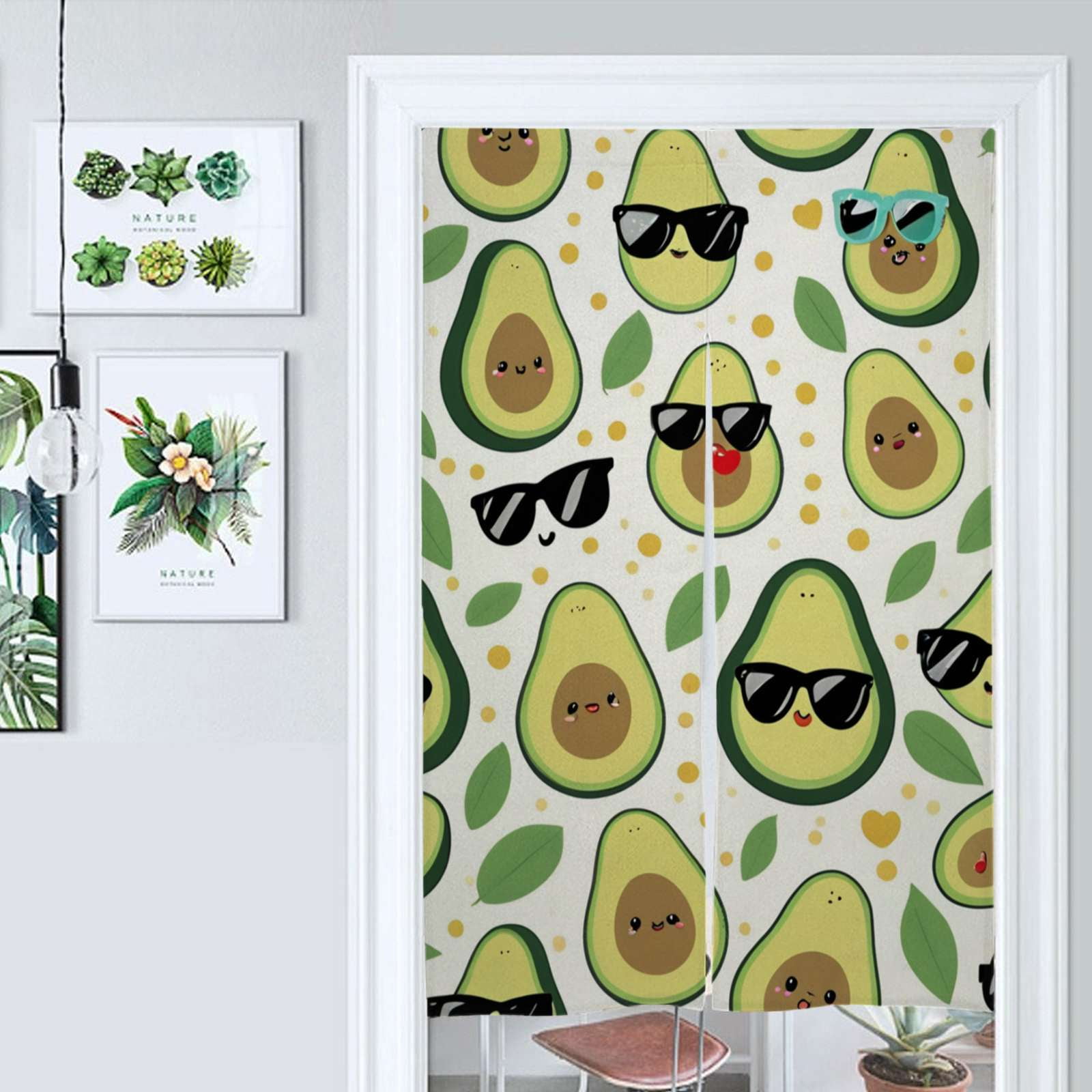 Cute Avocado Pattern Print Door Curtain Nordic Living Room DoorCurtain ...