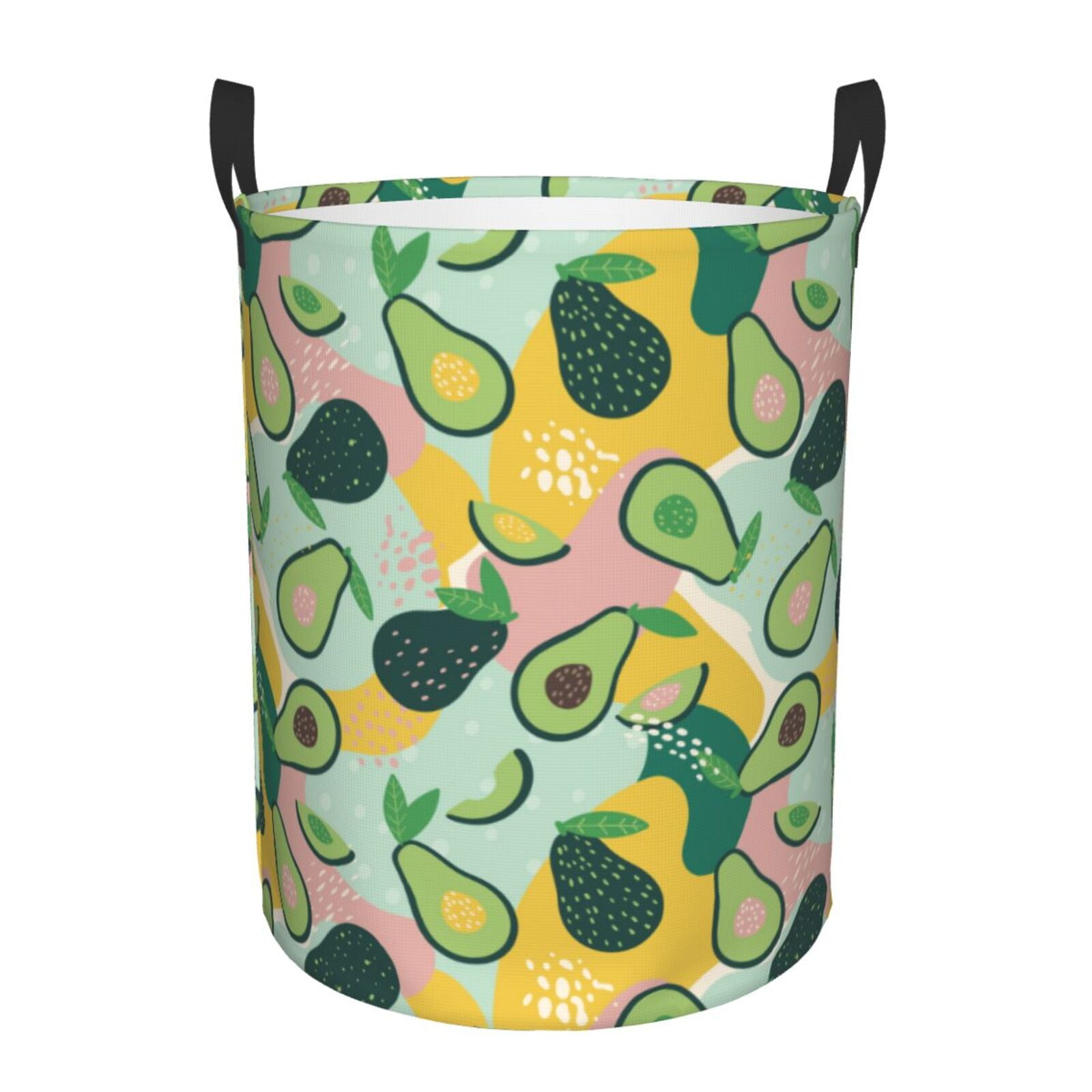 Cute Avocado Yellow Green Round Laundry Basket, Laundry Hamper with ...