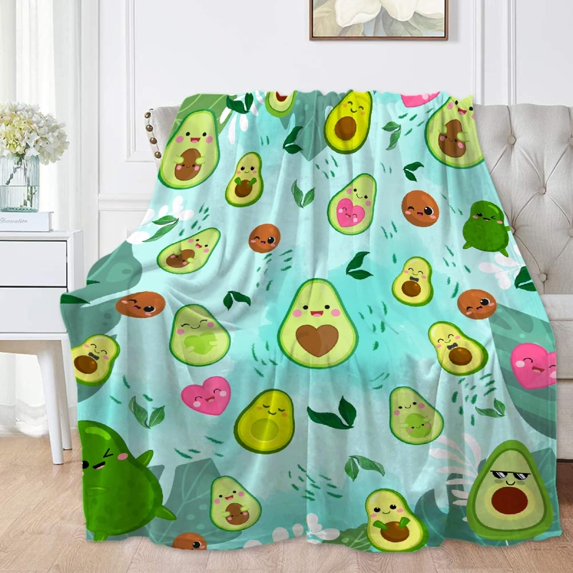 Cute Avocados Blanket Avocados Green Lightweight Throw Blanket for Kids ...