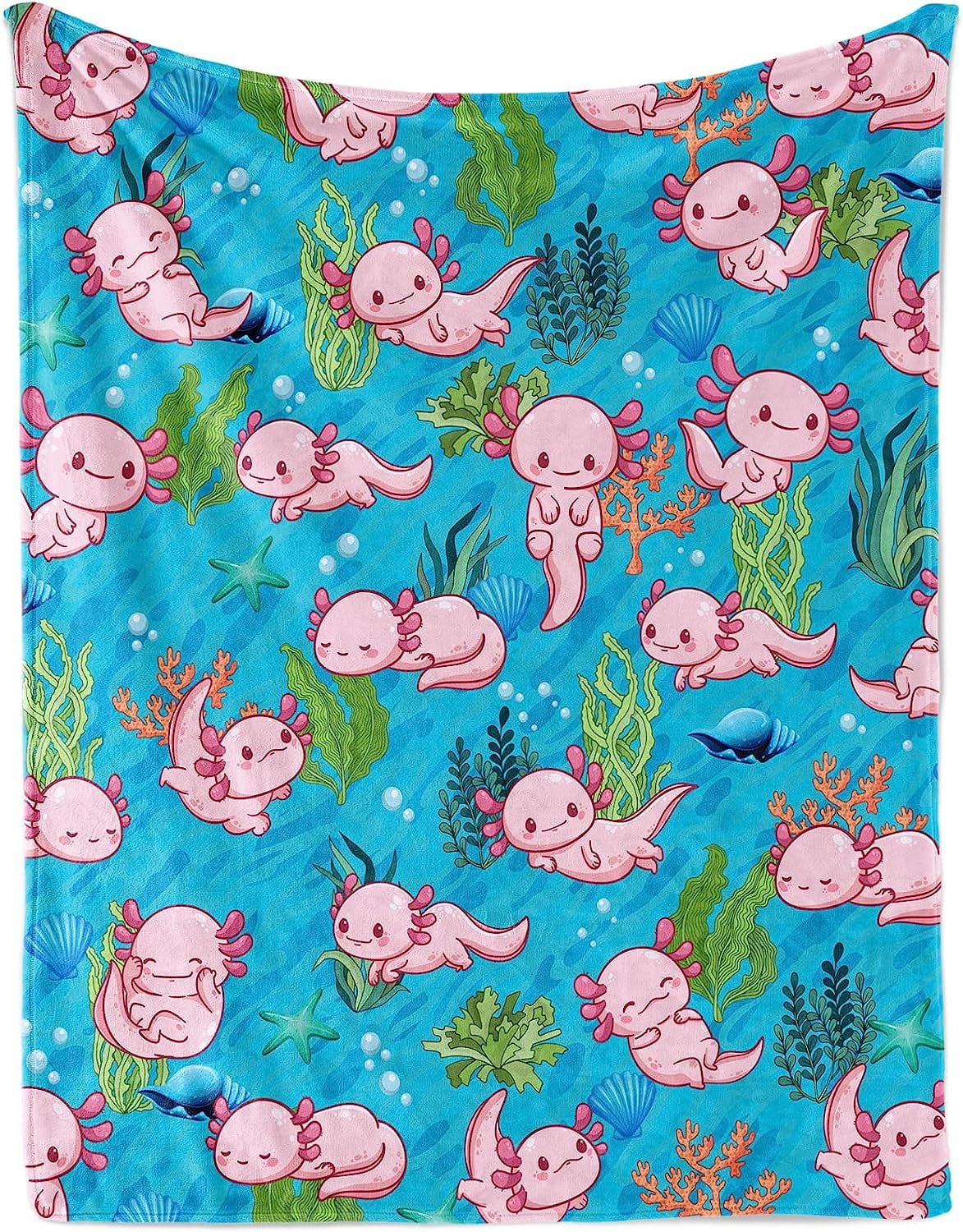 Cute Axolotl Blanket Gift for Girls Boys, Soft Plush Pink Axolotls ...