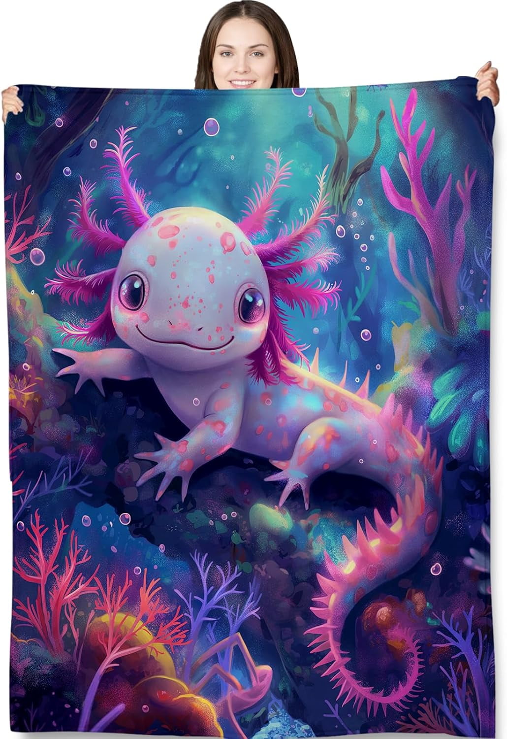 Cute Axolotl Blanket Gifts for Adults and Kids Axolotls Throw Blankets ...