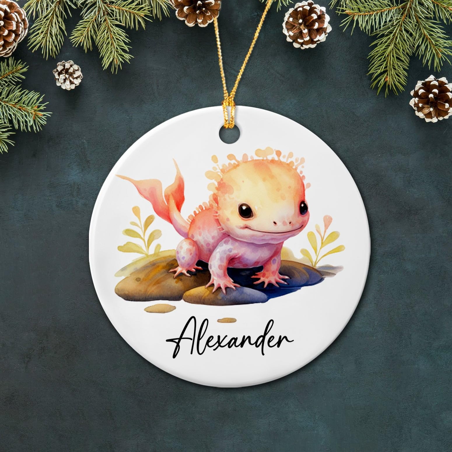 Cute Axolotl Ceramic Ornament Christmas 2025, Personalized Axolotl ...