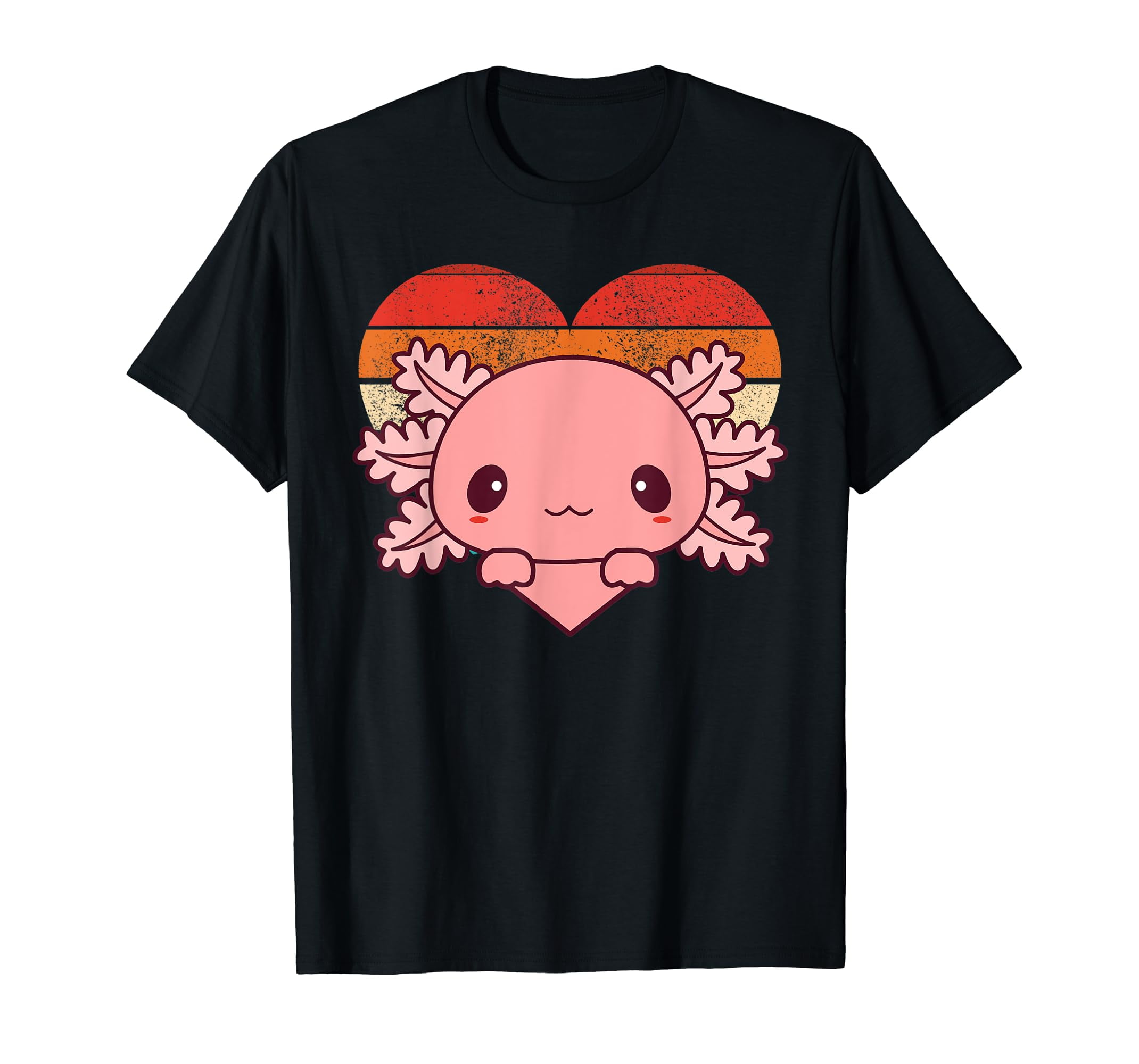Cute Axolotl Design Retro Heart Shape Vintage T-Shirt - Walmart.com