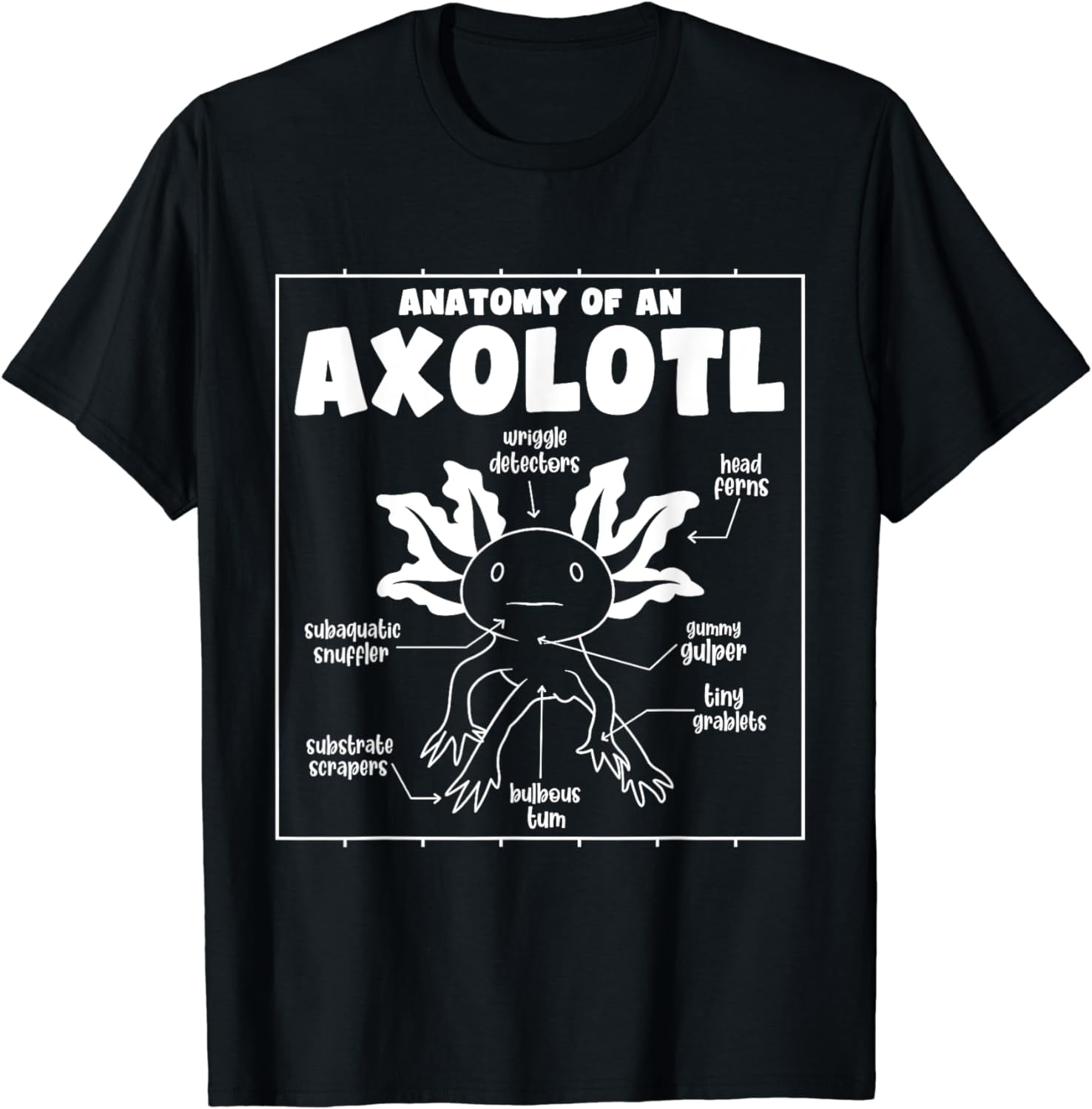 Cute Axolotl Kids Anatomy of an Axolotl Funny Girls Boys T-Shirt ...