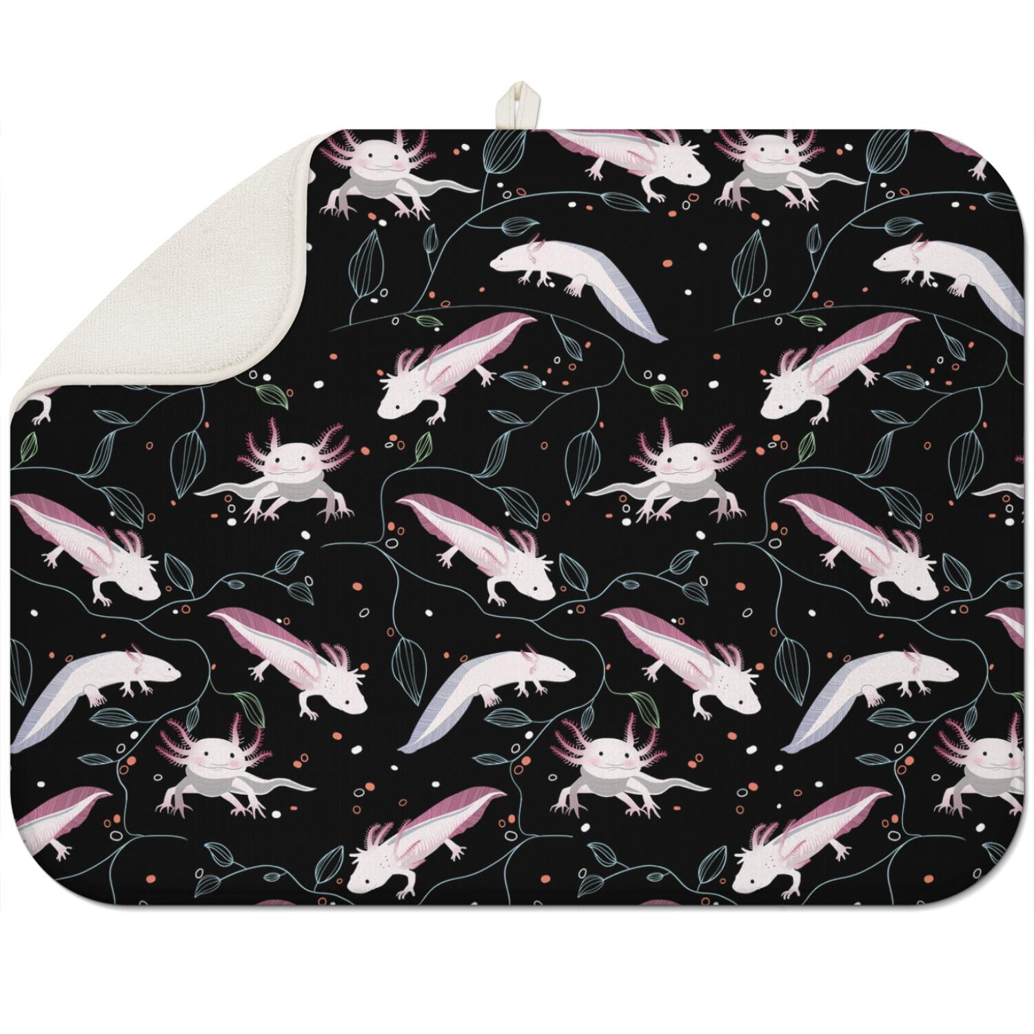 Cute Axolotl Kitchen Drying Mat - 3-Layer Absorbent Countertop Drying ...