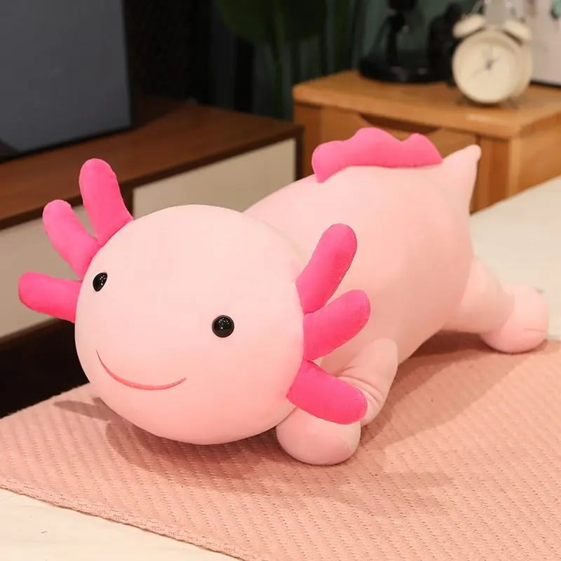 Cute Axolotl Long Plush Stuffed Animal Fuzzy Fish Salamander Pillow ...