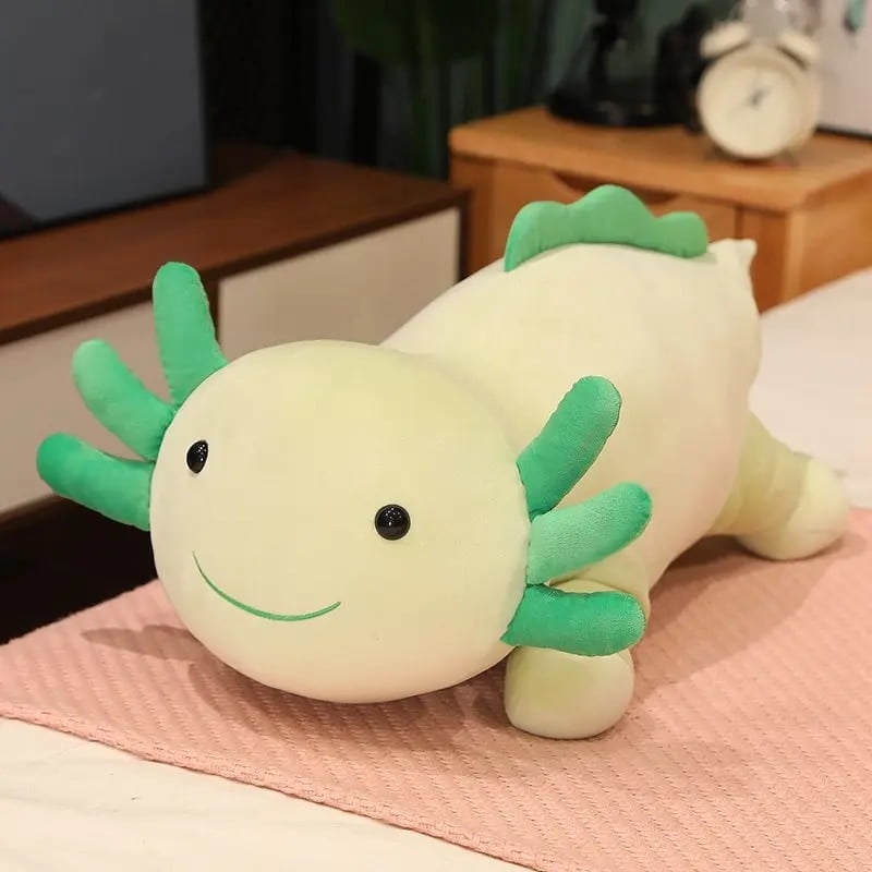 Cute Axolotl Long Plush Stuffed Animal Fuzzy Fish Salamander Pillow ...