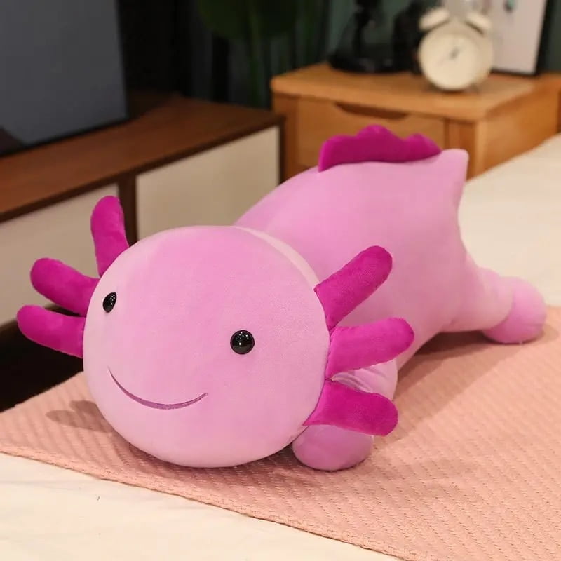 Cute Axolotl Long Plush Stuffed Animal Fuzzy Fish Salamander Pillow ...
