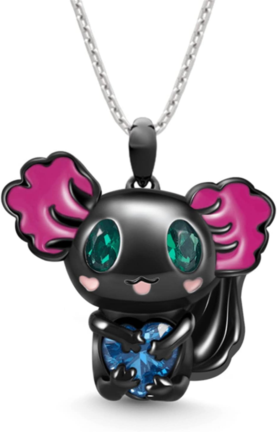 Cute Axolotl Pendant Necklace - Blue, Pink, Red Crystal - Kawaii ...