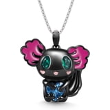Cute Axolotl Pendant Necklace - Blue, Pink, Red Crystal - Kawaii ...