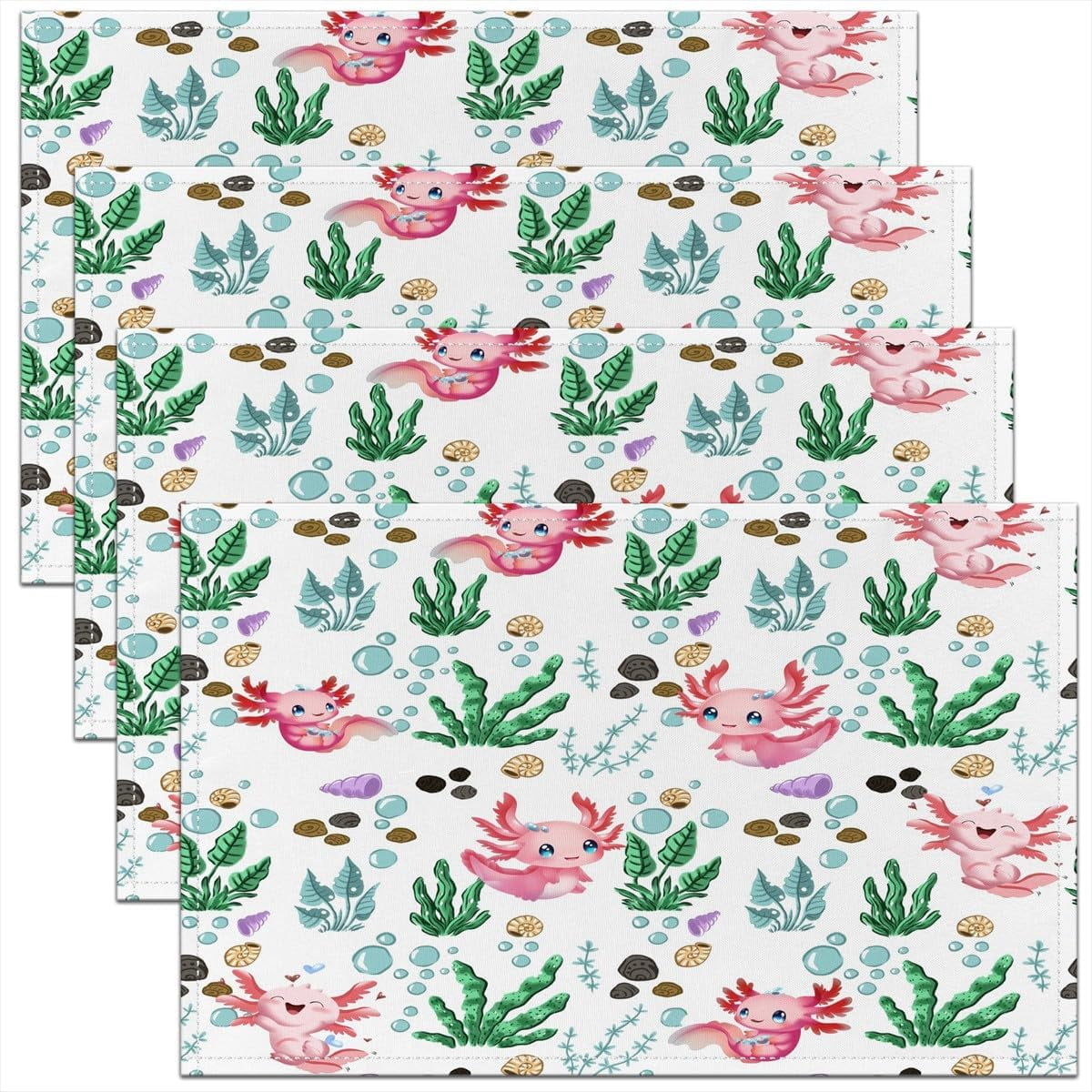 Cute Axolotl Table Place Mats Kids Cartoon Salamander Kids Placemat ...