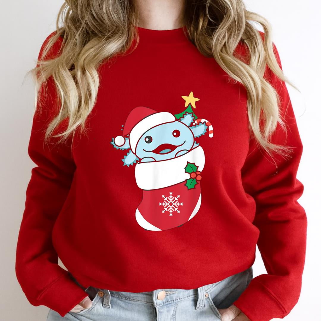 Cute Axolotl with St. Nick Hat, Adorable Christmas Animal Graphic ...