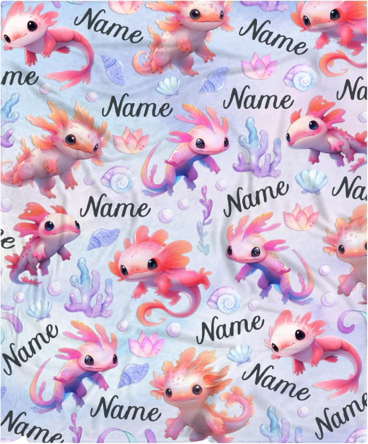 Cute Axolotls Custom Name Blanket Gifts for Girls Boys Women - Super ...