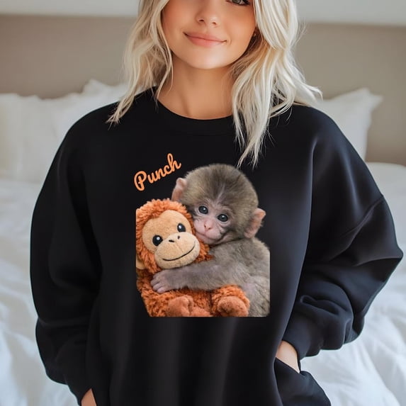Cute Baby Animal Hugs Punch Heart Sweet Monkey Plush Aesthetic Graphic ...