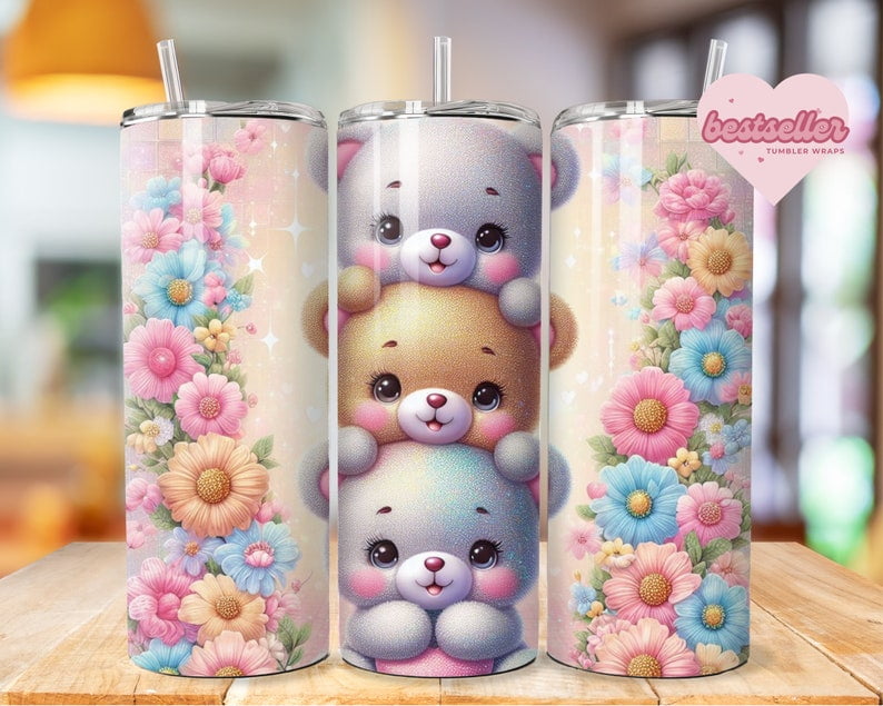 Cute Baby Bear Tumbler Wrap, 20oz Sublimation Tumbler Design, Bear ...