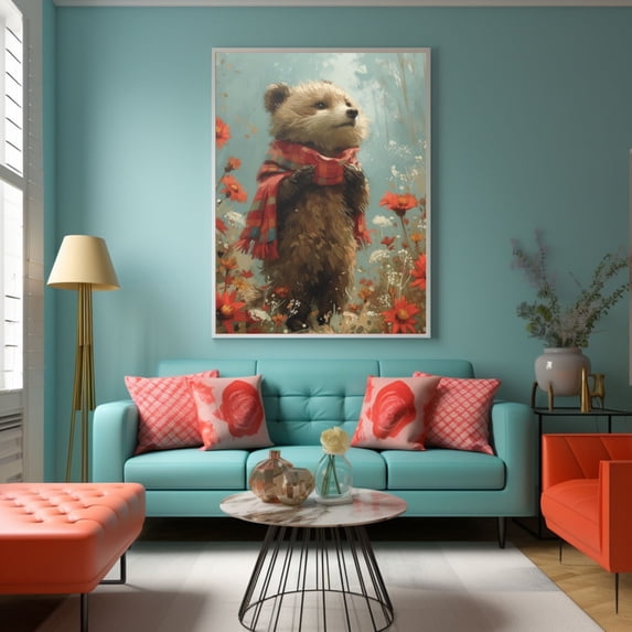 Cute Baby Bear Wearing Scarf Cute Bear Baby Bear Poster Unframed Paper ...