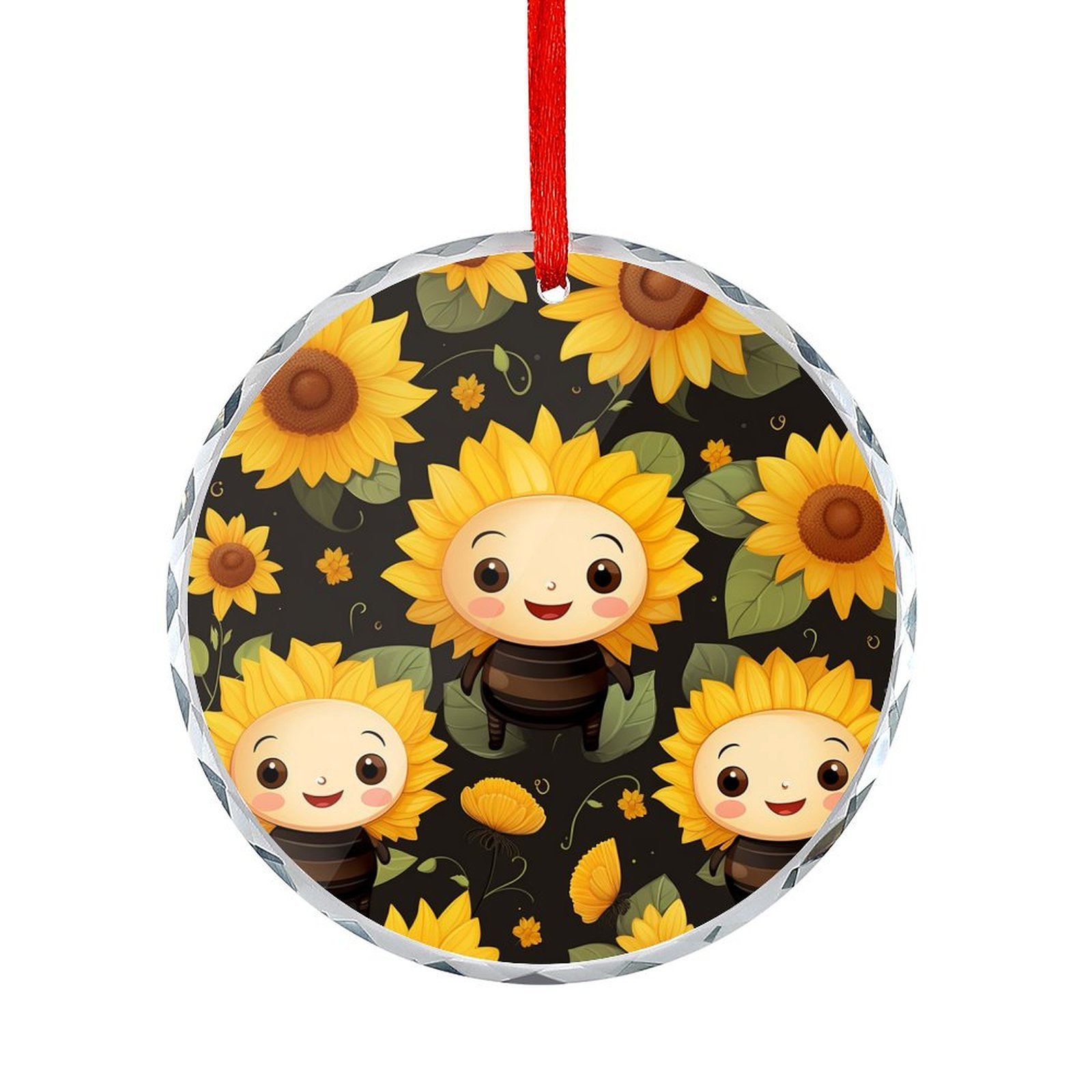 Cute Baby Bees And Sunflowers Crystal Glass Ornament Appreciation Gifts ...